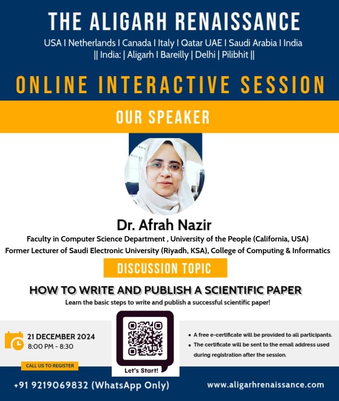 Virtual Interactive Session on How to Write and Publish a Scientific Paper